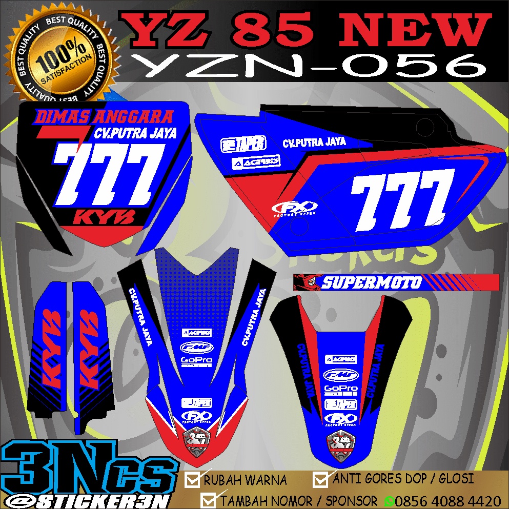 Sticker Decal Yamaha YZ 85 New Sissyan, Sticker GTX YZ 85 New Supermoto ...