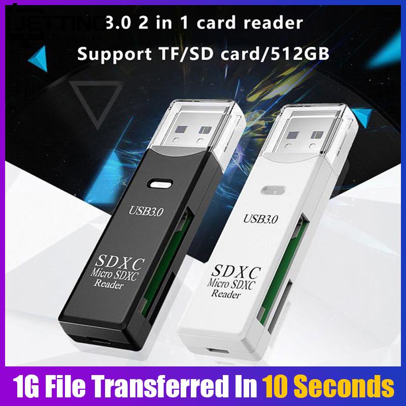 2-IN-1 USB 3.0 Card Reader Flash Smart Memory Card 2 Slots For TF SD Micro SD Card Adapter ...