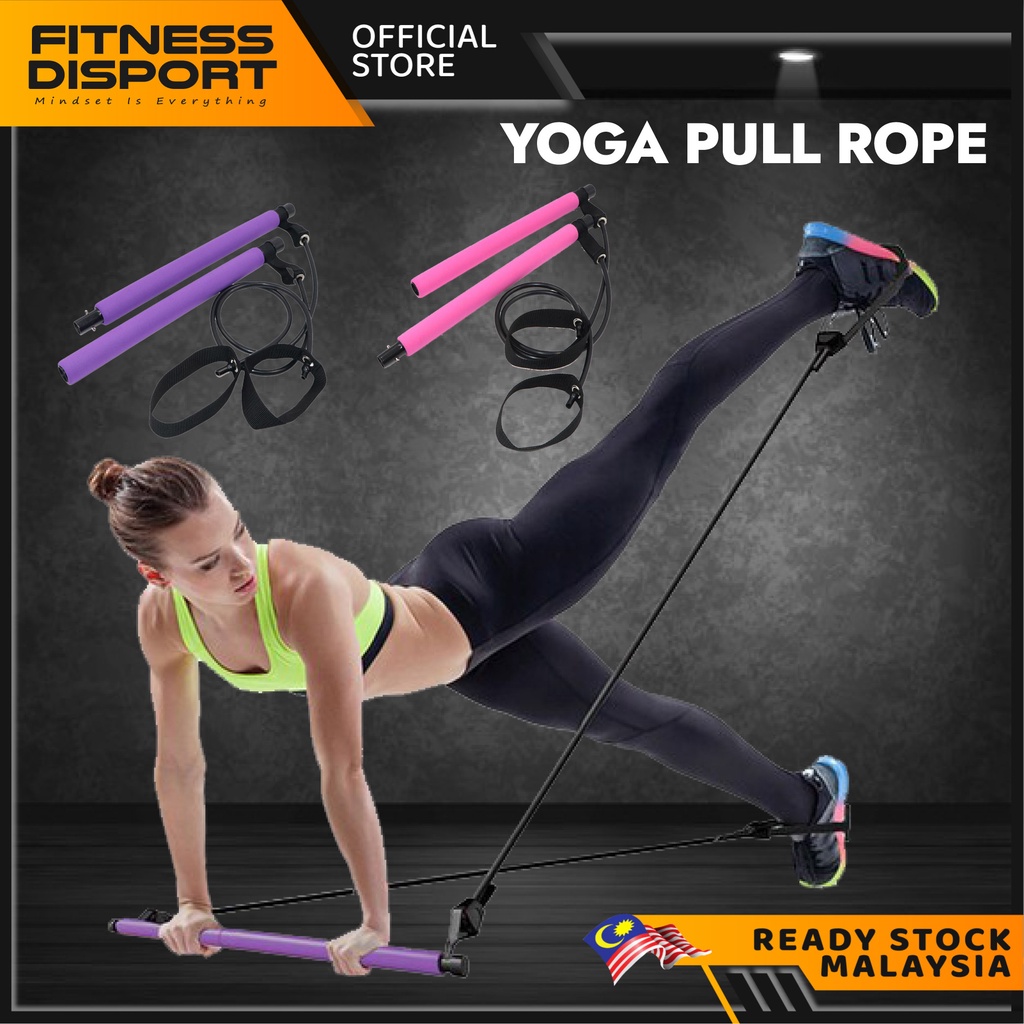 Fitness Sport Yoga Pull Rope Pole Bar Kit Gym Workout Pilates Stick ...