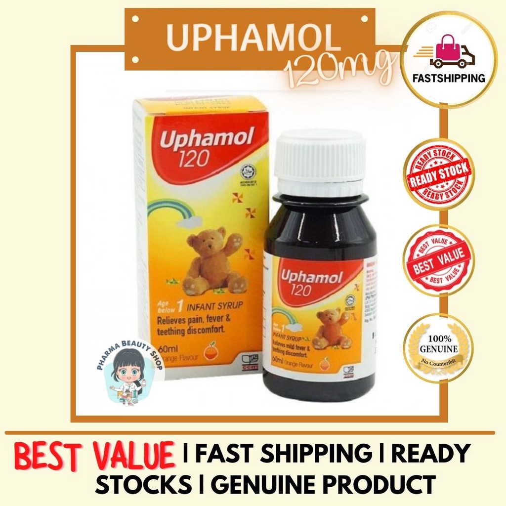 Uphamol (Paracetamol) Infant Syrup 120mg 60ml/ 250mg 100ml for FEVER ...