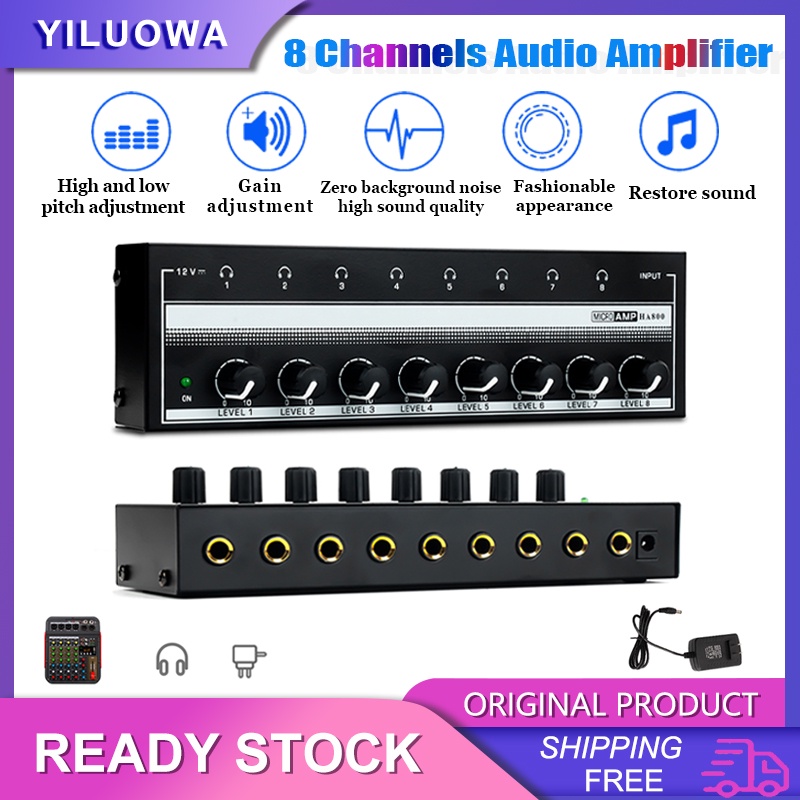 8 Channels Audio Amplifier Ultra-Compact Mini Stereo Headphone ...