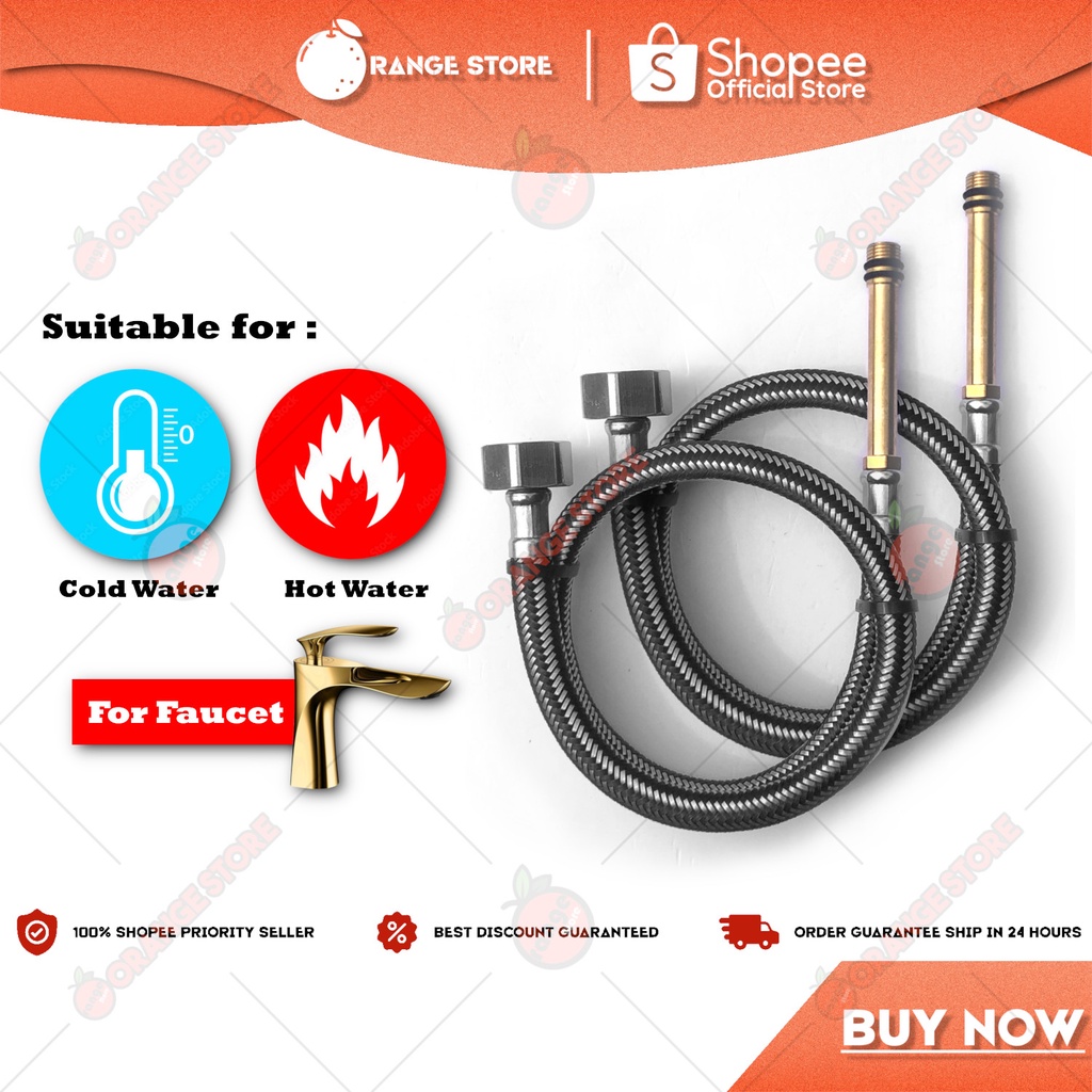Hot & Cold Water Flexible Hose 60cm Mixer 304 SUS Water Hose For Faucet ...