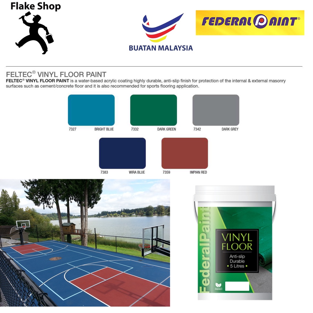 (5 liter) SPORT COURT PAINT ( HEAVY DUTY ) CEMENT FLOOR COATING ...