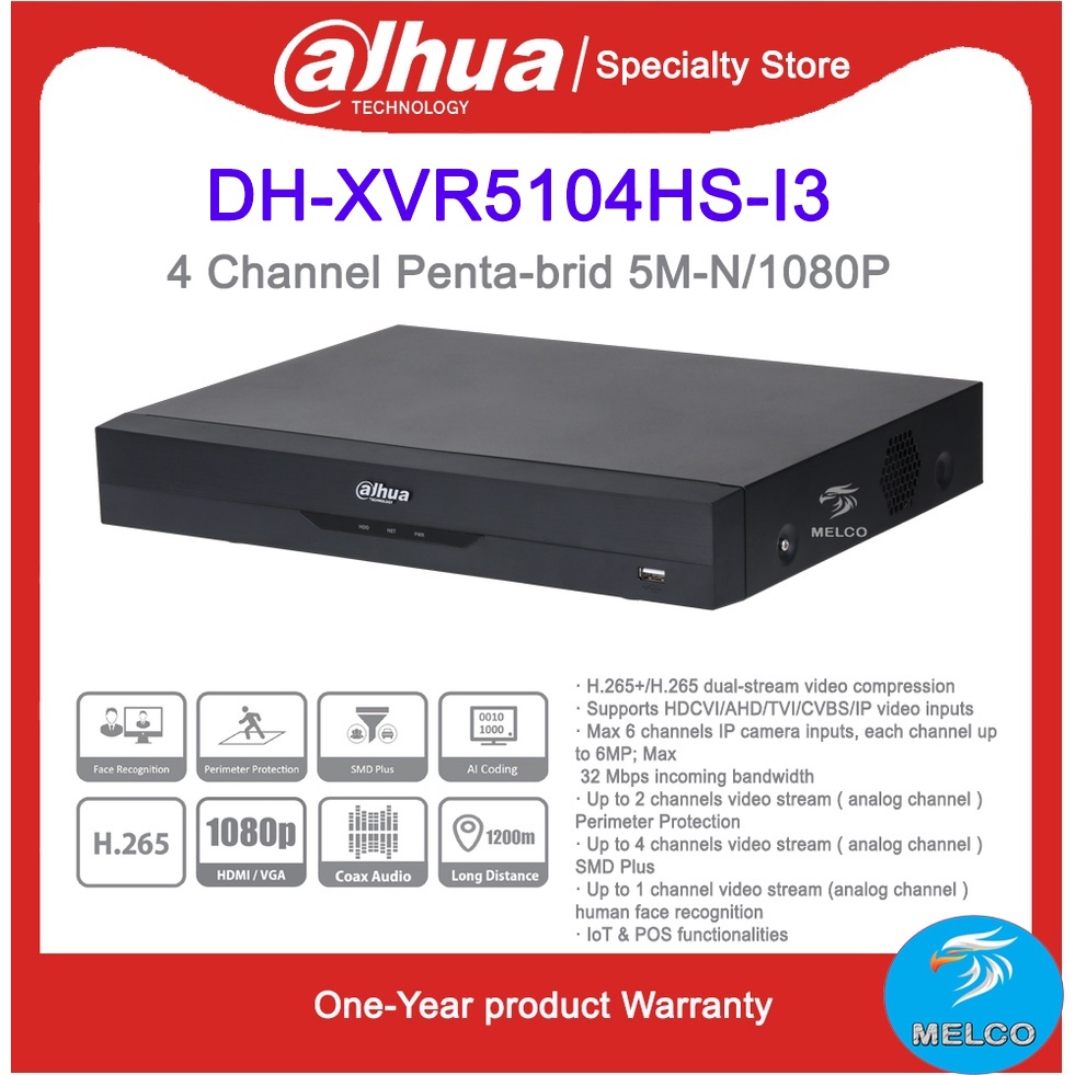 DAHUA cctv Recorder DH-XVR5104HS-I3 4 Channels security system | Shopee Malaysia