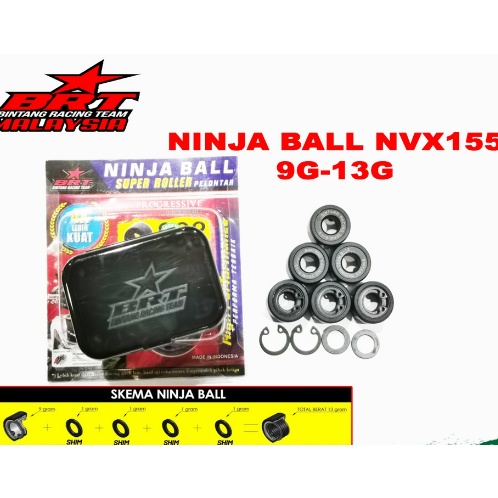 NMAX 155 V1&V2 / NVX 155 V1&V2 BRT RACING CVT Super Roller NINJA BALL ** 9G - 13G ** | Shopee ...