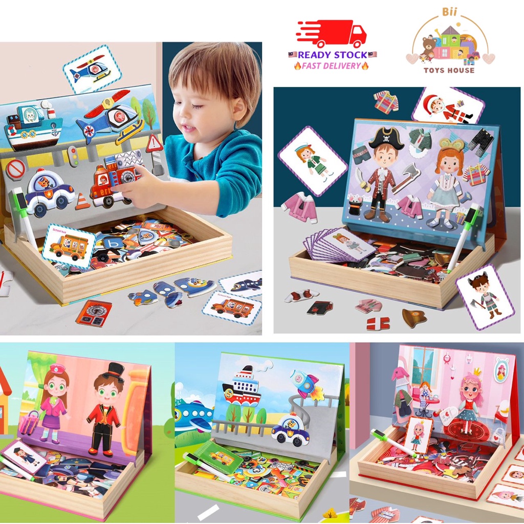 🔥Ready Stock🔥Childrens Wooden Cartoon Magnetic Creative Puzzle ...