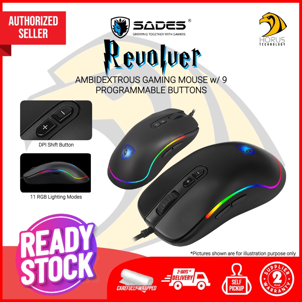 SADES Revolver RGB Gaming Mouse [ 9 Buttons | PMW 3325 Sensor | 10,000 ...