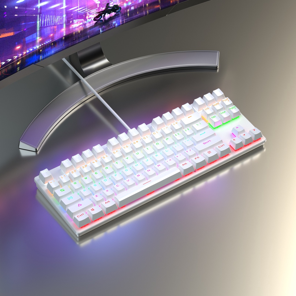 K870 Wired Mechanical Keyboard 87 key Multi-color Key Cap Mixed Light ...