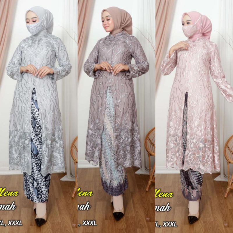 Modern Kebaya Set Busui Brukat Tunic Kebaya Front Button Modern ...