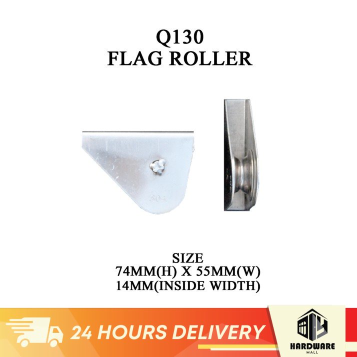 [1Pcs] SUS304 Stainless Steel Flag Roller Bracket Bearing Bendera Roda ...