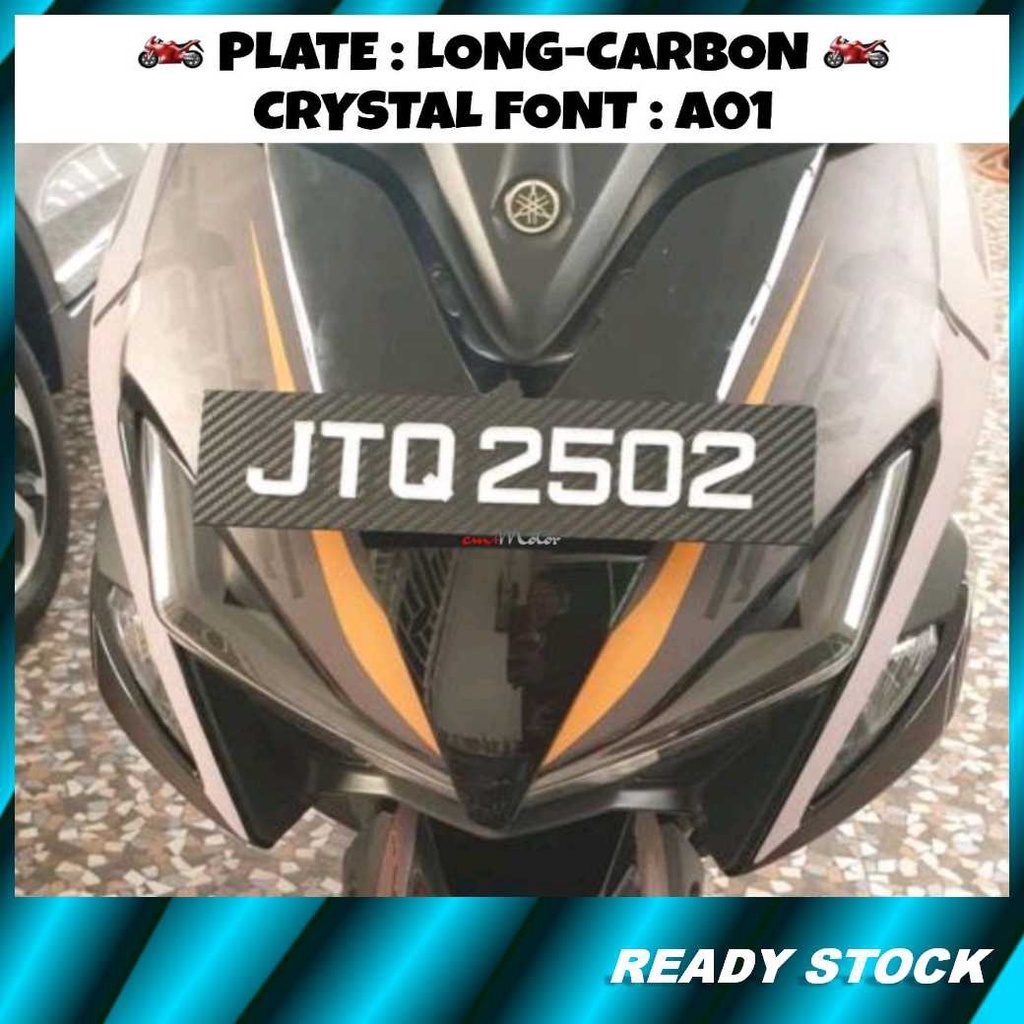 (KILAT/CARBON) Papan Pendek/Panjang No Plate Motosikal Dengan Kristal ...