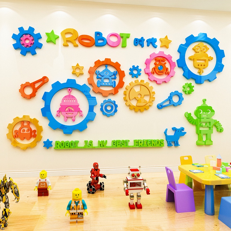 Robot Stickers Three-Dimensional Wall Children Programming Technology ...