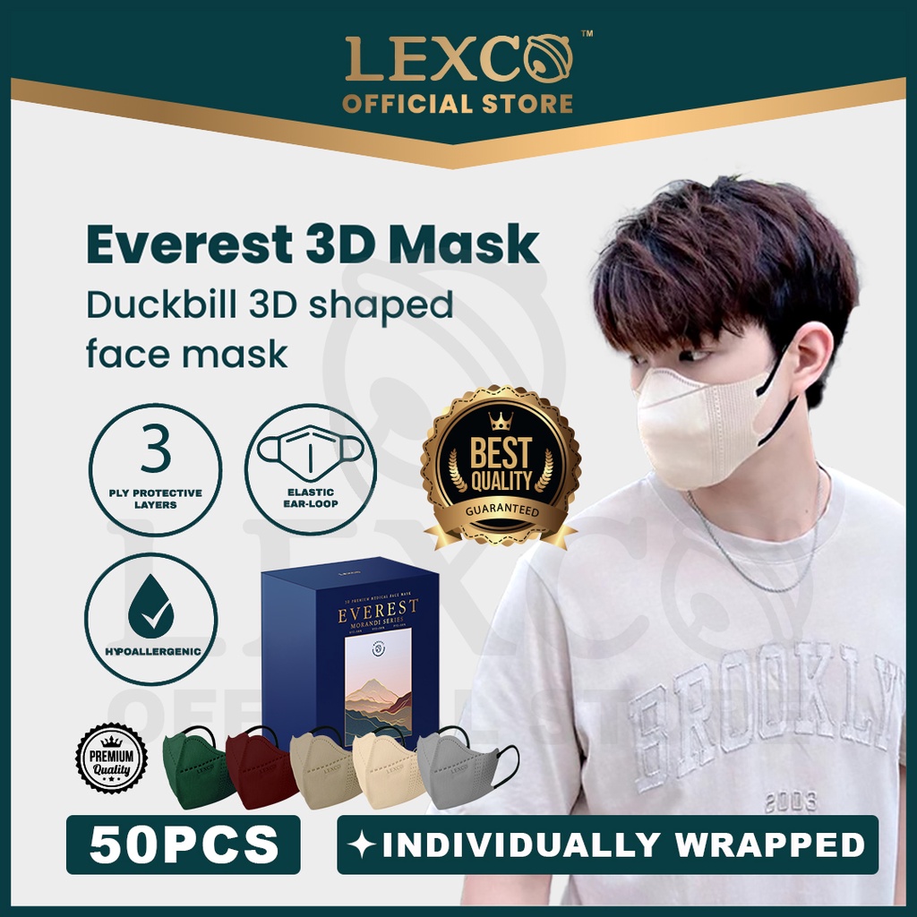 LEXCO MEDICAL 3D EVEREST Medical Face Mask @ 3ply / 50 pcs per box /5 ...