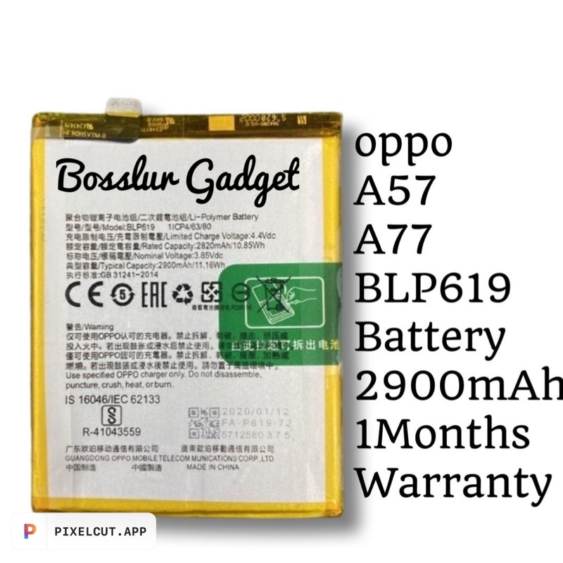 Oppo A57 A77 BLP619 Battery Replacement 2900 mAh 3 Months Warranty ...