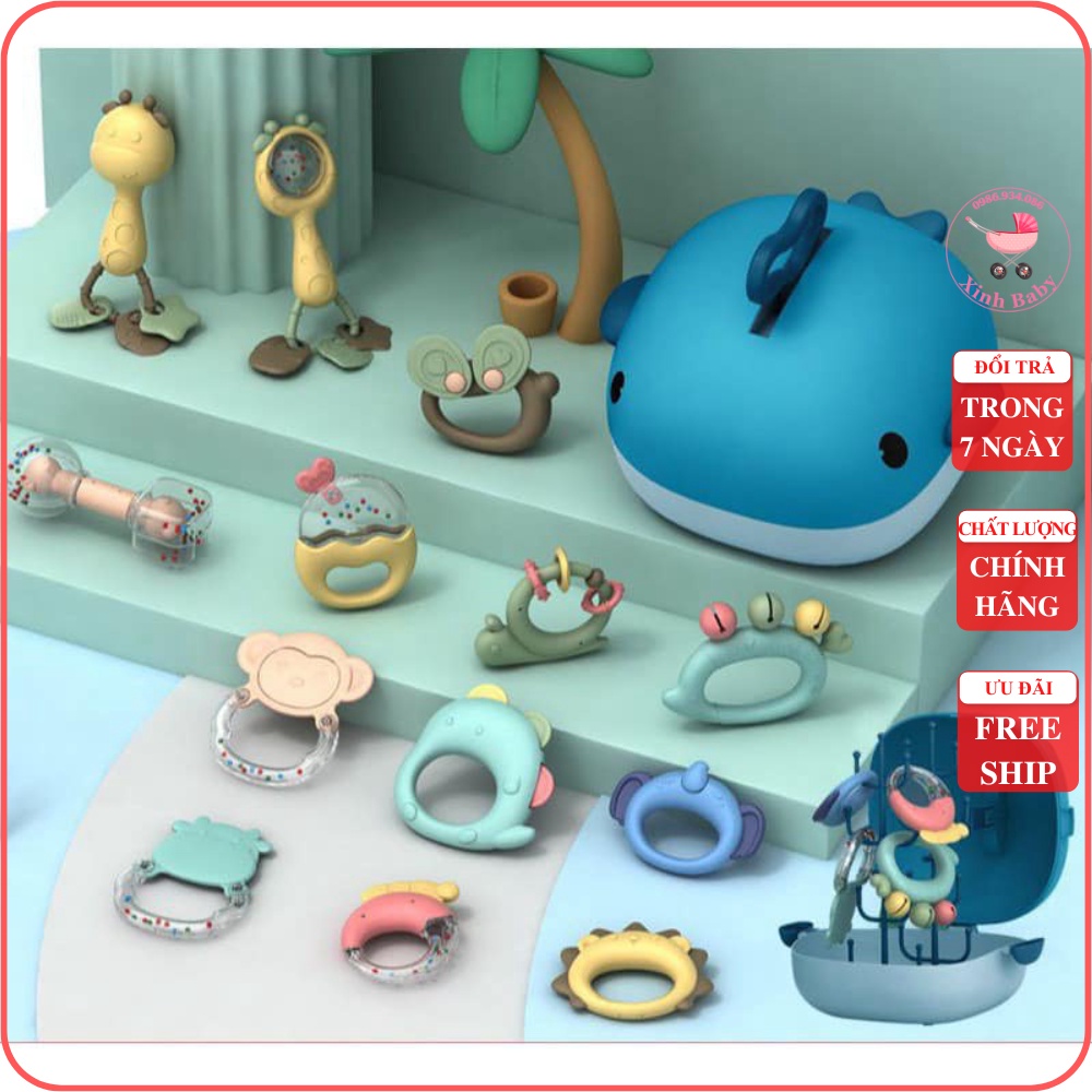 Tempering rattle Set - Adorable 9 Piece dolphin toy Set, easy to clean ...