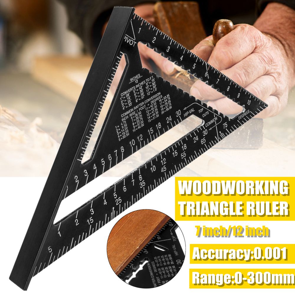 7"/ 12" INCH TRIANGLE RULER Square Metric Aluminium Alloy Triangular ...