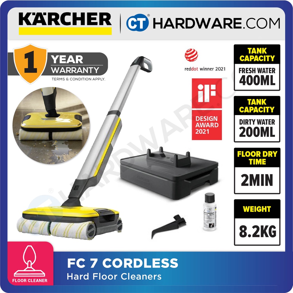 KARCHER FC 7 CORDLESS HARD FLOOR CLEANER DIRTY TANK 200ML | FRESH TANK ...