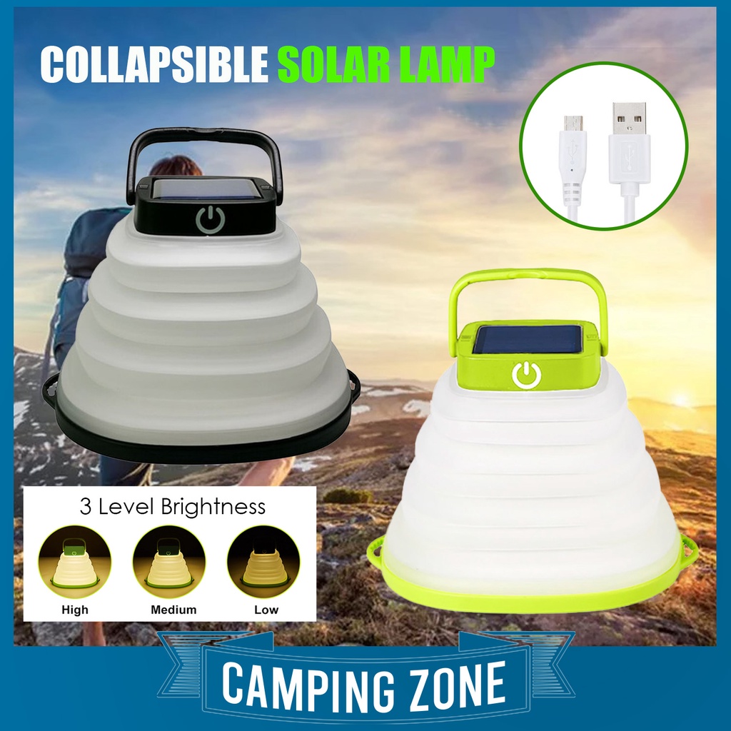 Collapsible Solar Lamp LED Camping Lantern With Light Solar Charging ...