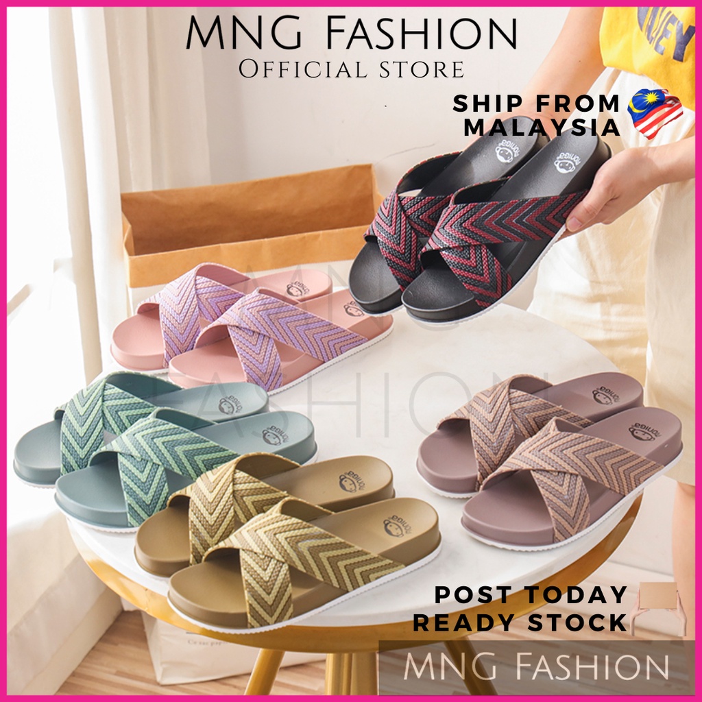 MONIGA - Koleksi Baru Sandals Corak Jalur Warna | Strap Sandal ...