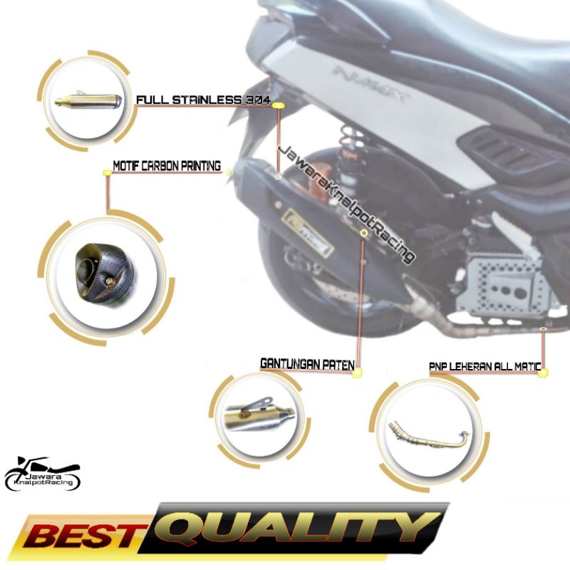 Standard racing exhaust rob 1 nmax pcx aerox beat vario full system pnp ...