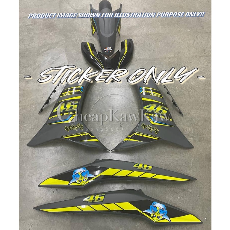 LC135 V8 Fi Custom VR 46 Edition Body Cover Set Stripe Sticker - Black ...