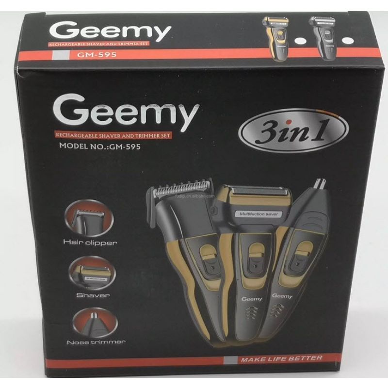 GEEMY 3 IN 1 GM- 595 PROFESSIONAL RECHARGEABLE SHAVER & HAIR TRIMMER & HAIR CUTTER | Shopee Malaysia