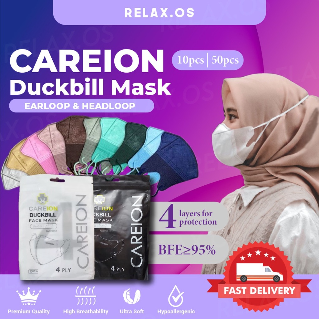 Ready Stock Careion Duckbill Mask Earloop & Headloop Disposable Mask ...