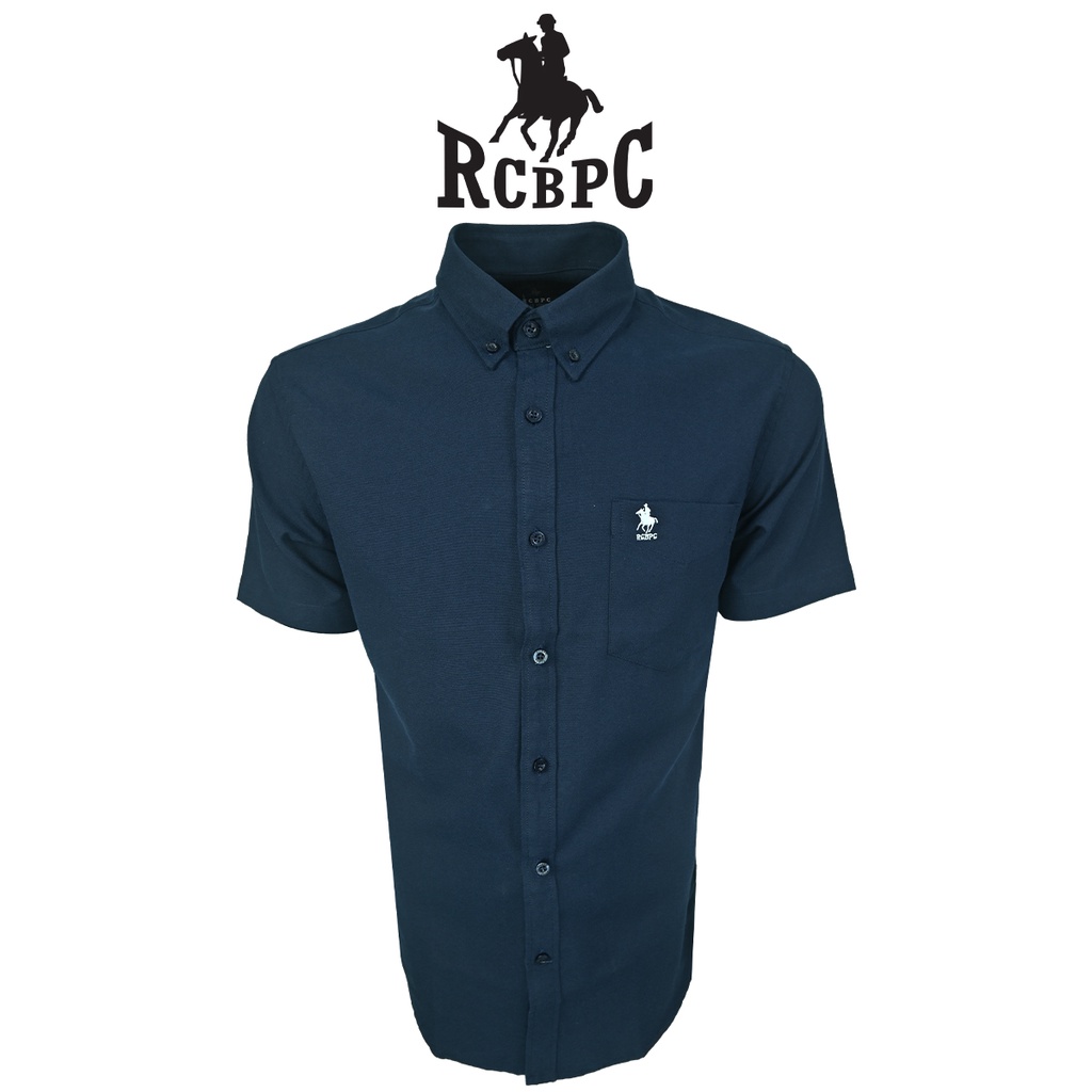 RCBPC Men Navy Blue Slim Short Sleeve Business Wear PMSS20167 | Shopee ...