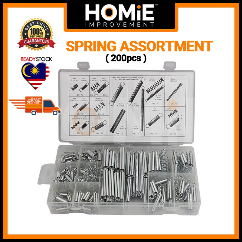 🔥READY STOCK🔥200Pcs Metal Extension Spring Compression Spring Set of 20 ...