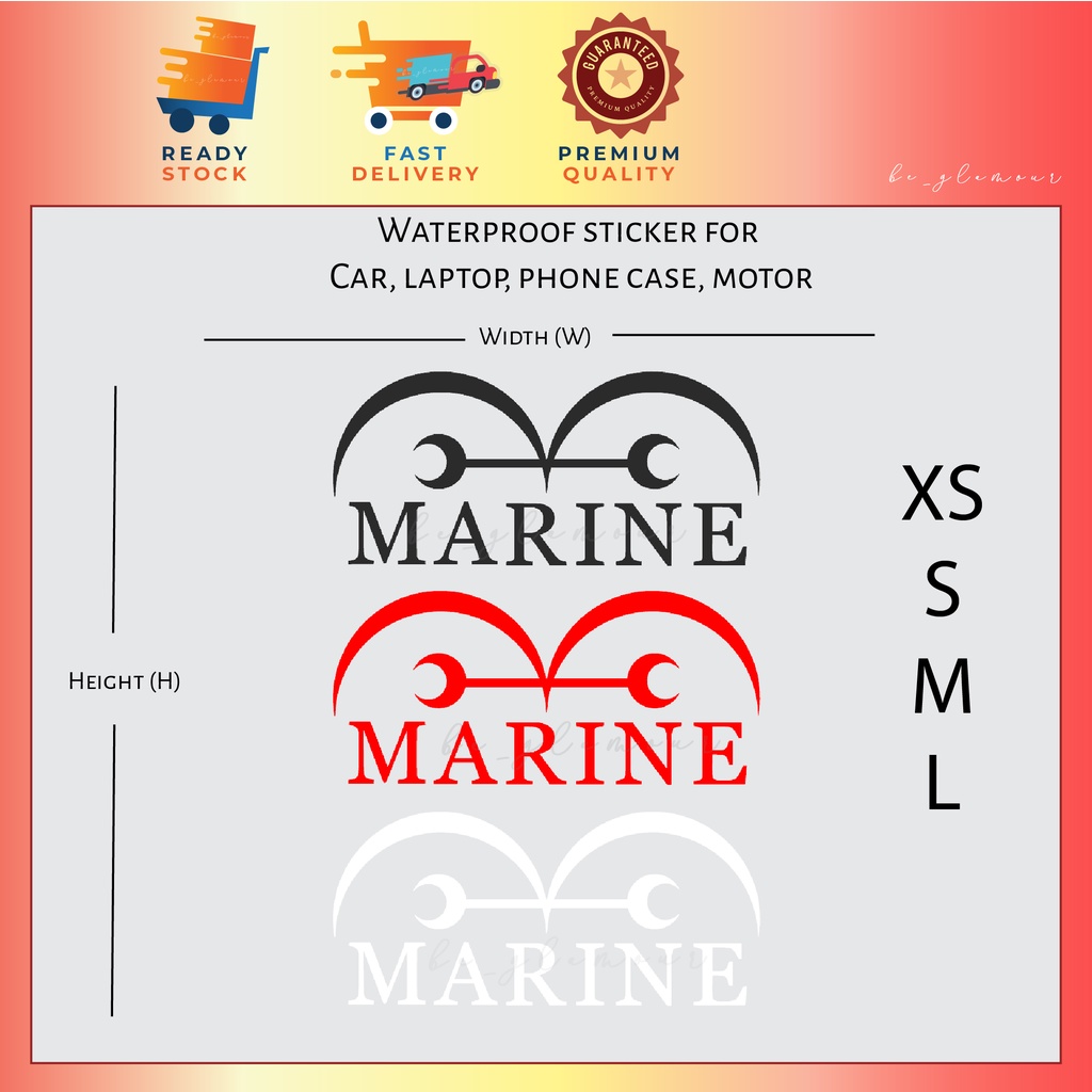 One Piece Marine car sticker Reflective Stiker marine ford navy Kereta ...