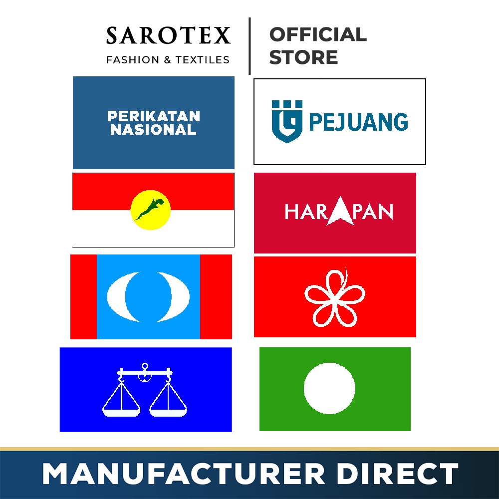 Bendera Parti Malaysia (2'x4')&(30"x60"/2.5'x5') siap jahit | Shopee ...