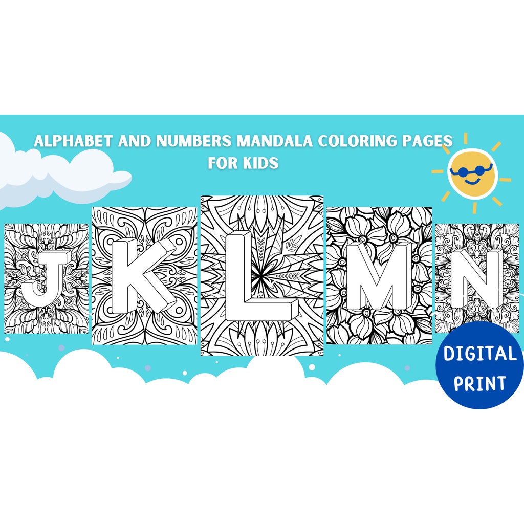 PDF PRINT/SOFT COPY/ALPHABET AND NUMBERS MANDALA COLORING ACTIVITY ...