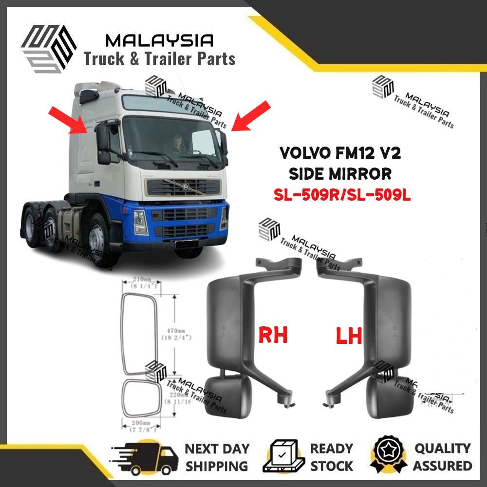 VOLVO FM FH V2 V3 V4 VERSION 2 3 4 SIDE MIRROR CERMIN SISI LH RH LEFT ...