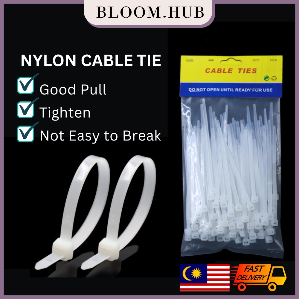 BLOOM.HUB 100PCS Nylon Cable Tie Zip Ties Self Locking Wire UV ...