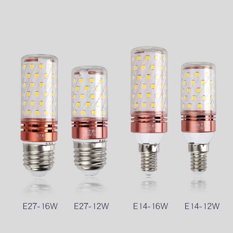 E12/E14/E27 LED Corn Bulb 12W 16W Energy-Saving Warm White Light Three-Color Dimming Colourful ...