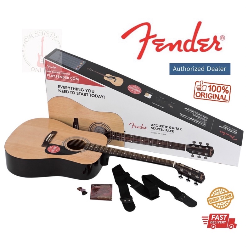 FENDER FA-115PK Beginner Dreadnought Pack V2 Acoustic Guitar, Natural ...