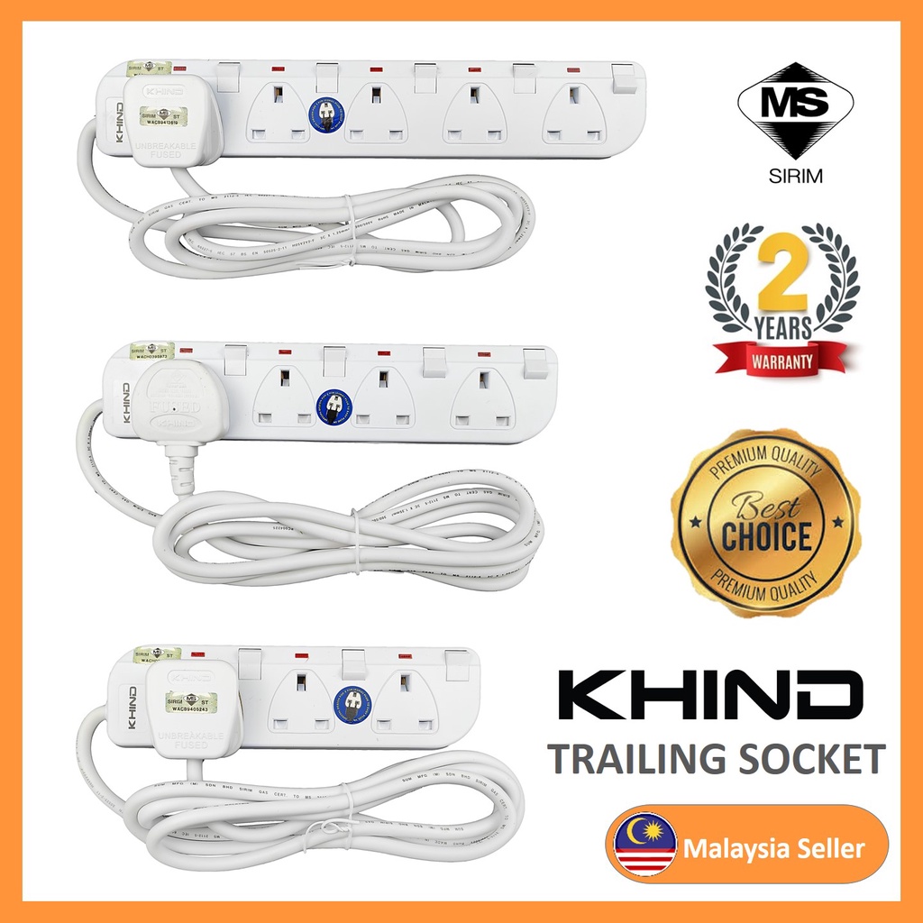 Khind 3g/4g/5g Multi Ways Trailing Socket Socket Penyambung Pelbagai ...