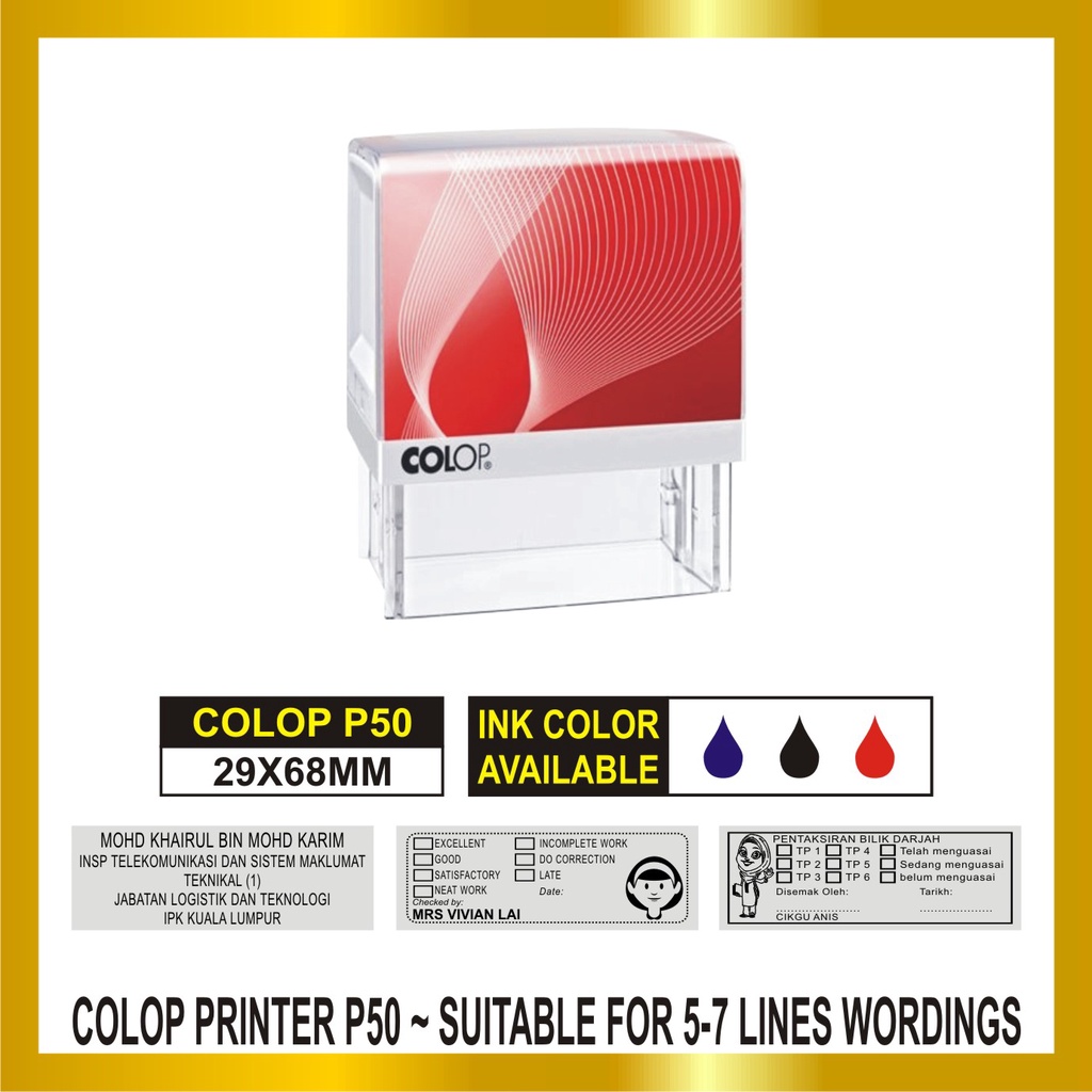 Cop Nama Stamp COLOP Printer Line Self-inking Custom Made Stamp | Shopee Malaysia