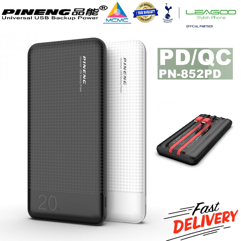 [ORIGINAL] PINENG PN852 PD Powerbank - 10000mAh, Fast Charge QC & PD3.0 ...
