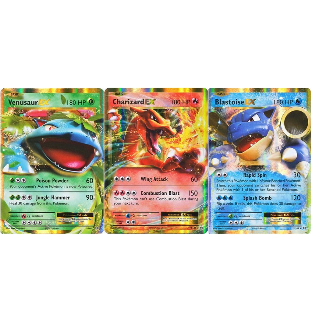 Charizard EX - 12/108 + Venusaur EX - 1/108 + Blastoise EX - 21/108 ...