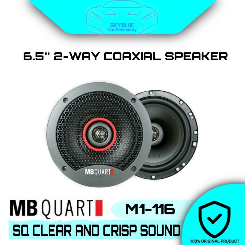 MB QUART Car Audio M1-116 M1-SERIES 6.5 inch 2-Way Coaxial Speaker ...