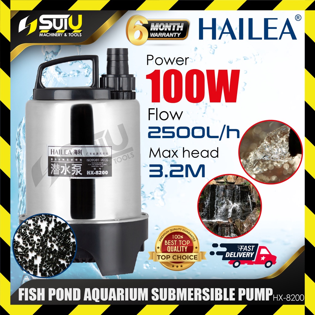HAILEA HX-8200 / HX8200 Fish Pond Aquarium Submersible Pump 100W ...