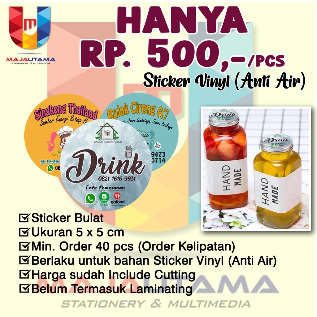 Single PRODUCT PACKAGING LABEL STICKER VINYL MATERIAL (WATERPROOF ...