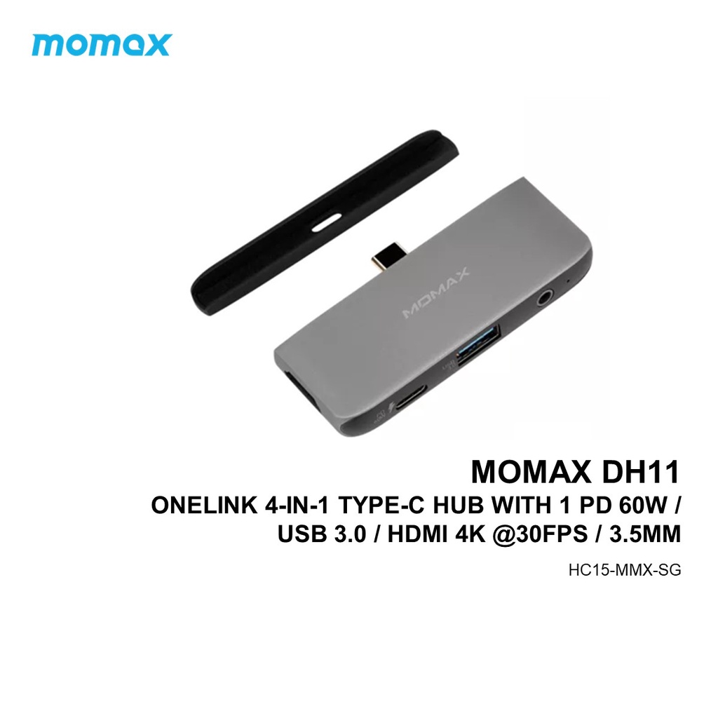 MOMAX DH11 ONELINK 4-IN-1 TYPE-C HUB WITH 1 PD 60W / USB 3.0 / hdmi 4K ...