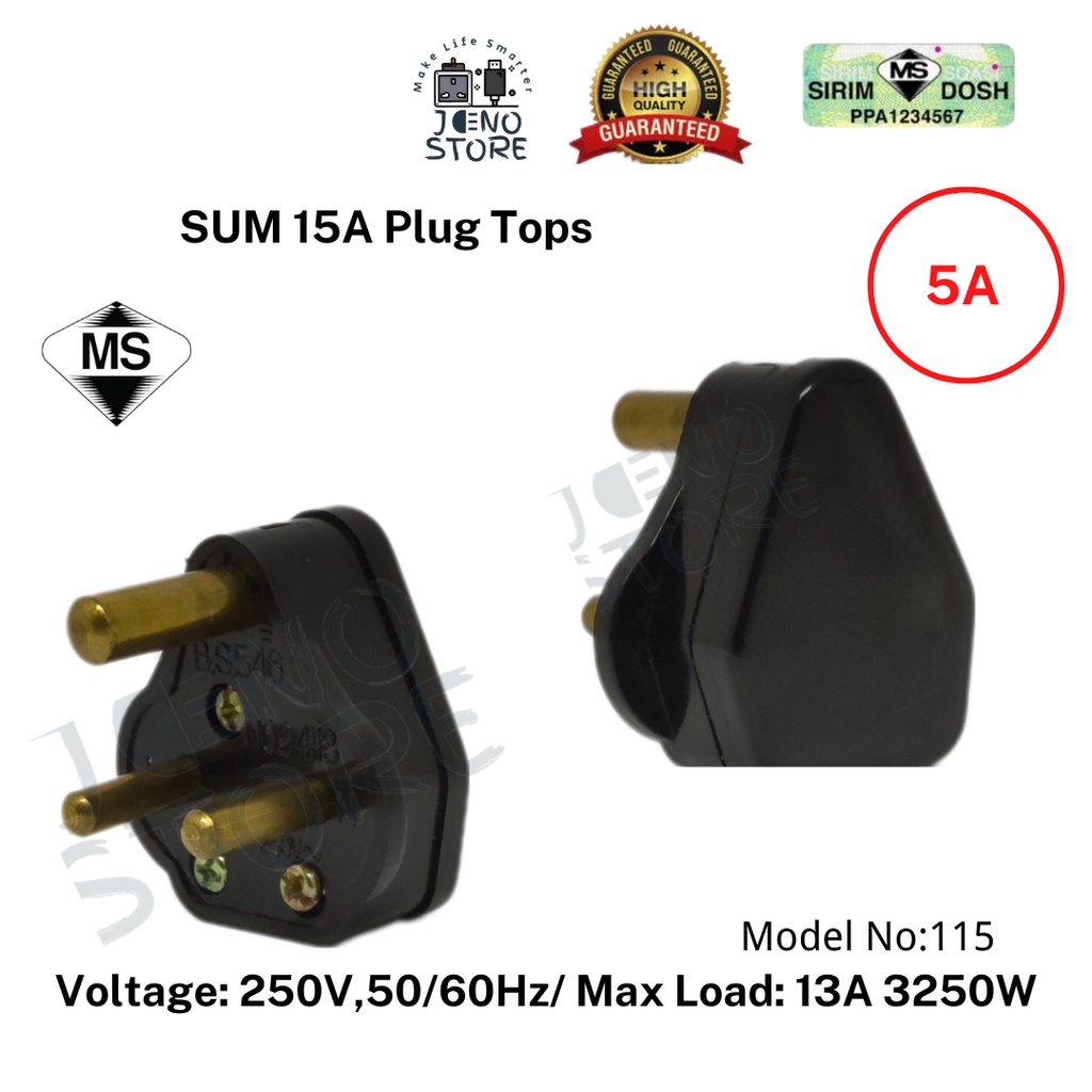 SUM & PNT 5A/13A/15A Plug top (Malaysia, India,Singapore) with Sirim ...