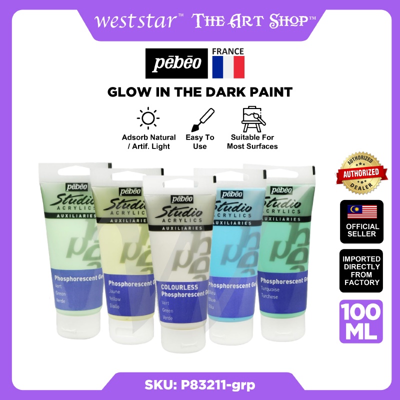 [Weststar] Pebeo Phosphorescent Gel Glow in the dark Paint | 100ml ...