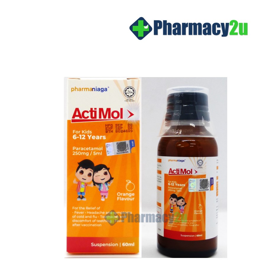 ACTIMOL FOR KIDS 6-12 YEARS 250MG/5ML ORANGE FLAVOUR 60ML | Shopee Malaysia