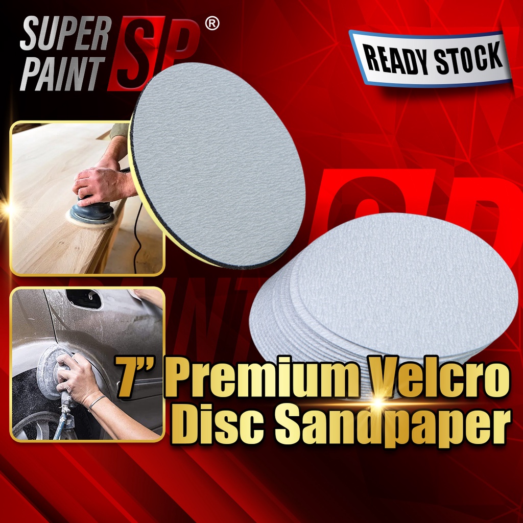 5"/7" Premium White Velcro Disc Sandpaper 】 High Quality #240 #800 Grit ...