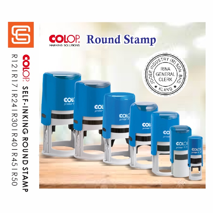 COLOP SELF-INKING ROUND STAMP | R12 R17 R24 R30 R40 R45 R50 | CUSTOM MADE RUBBER STAMP | ROUND ...