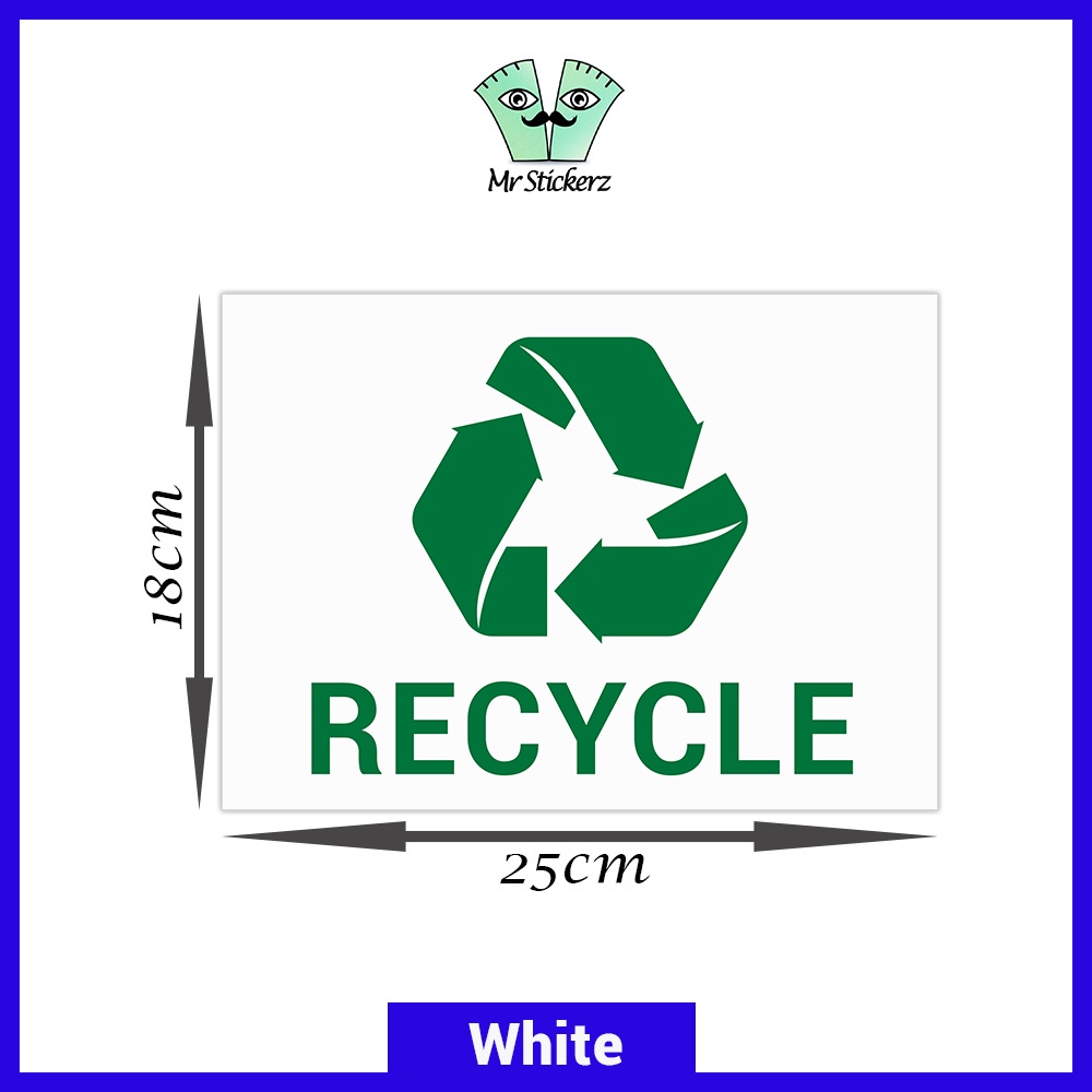 Recycle Sign Trash Sticker Ashbin Reduce Reuse High Sticker Quality ...